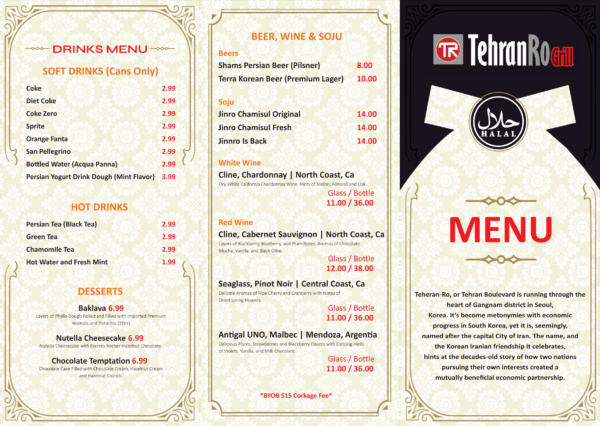 MENU – TehranRo Persian Restaurant